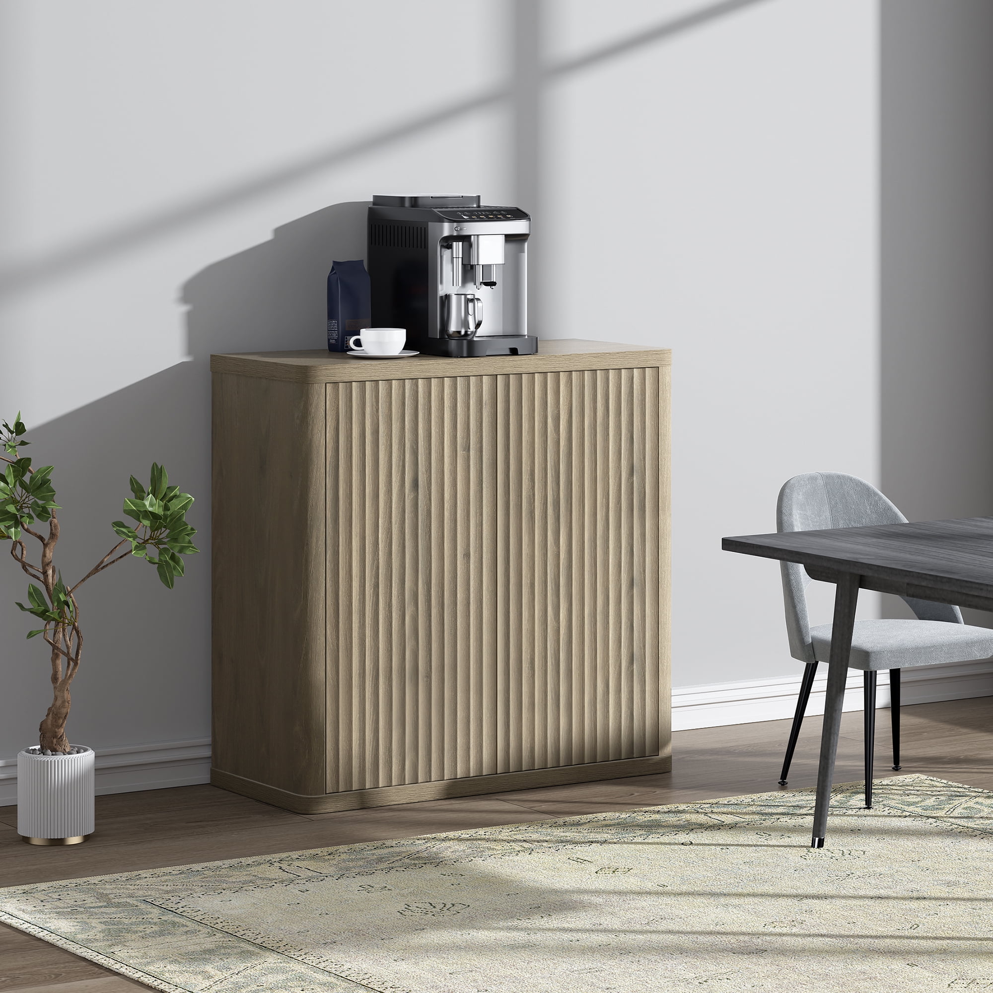 SICOTAS 34.6" Wide Storage Cabinet, Modern Fluted Sideboard Buffet with ...