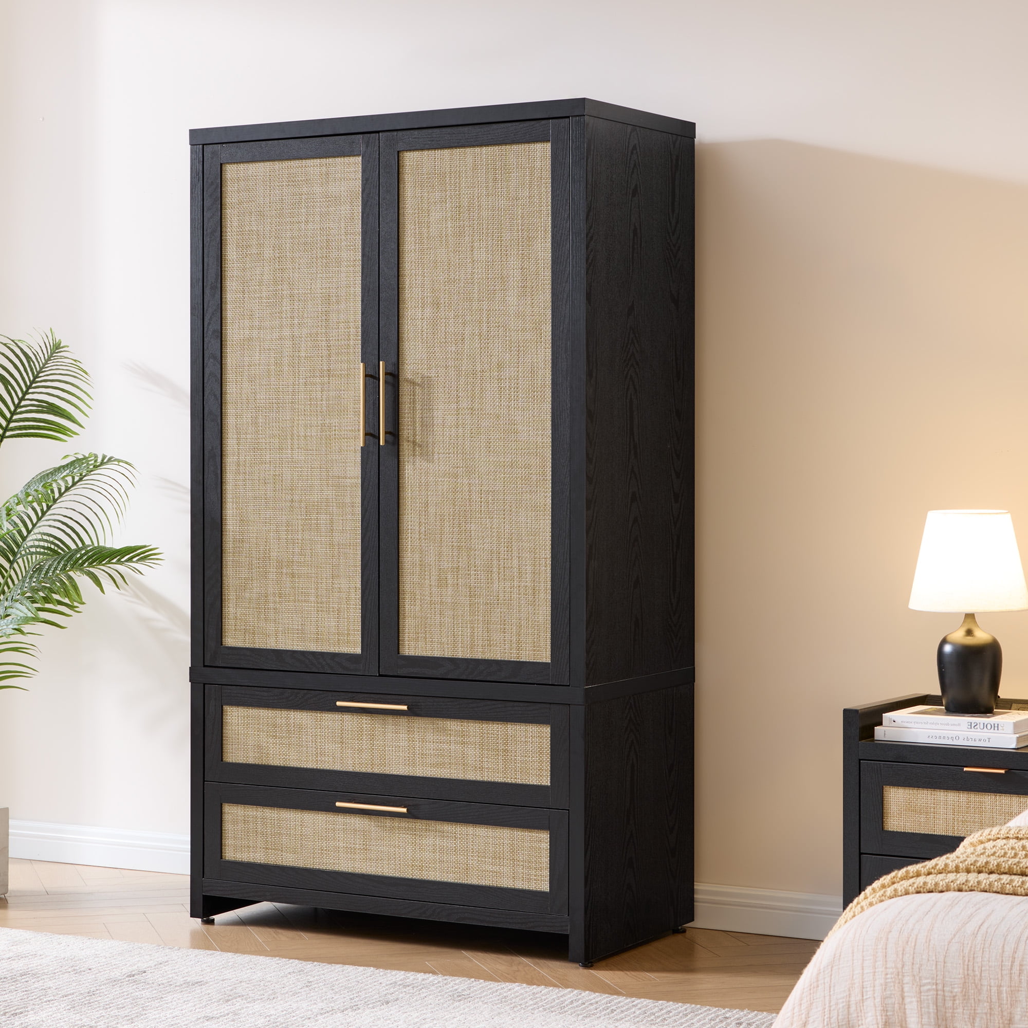 SICOTAS 40"W Oversized Boho Armoire Wardrobe Closet with 2 Large ...