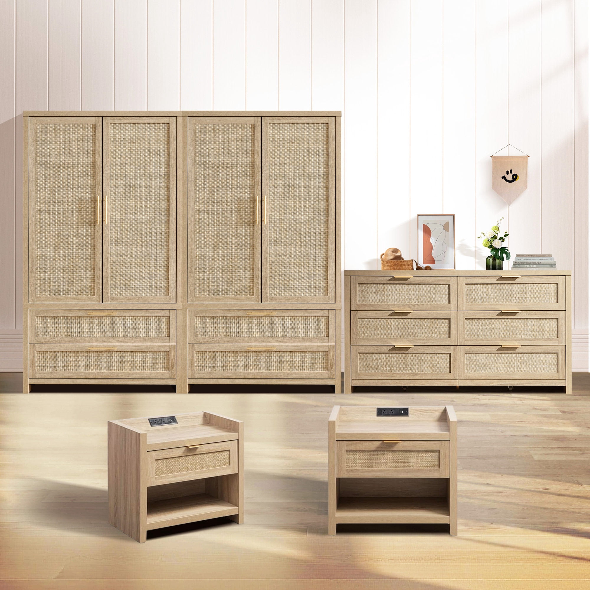 SICOTAS 5 Piece Bedroom Furniture Set, Bedroom Set with 56.85" W ...