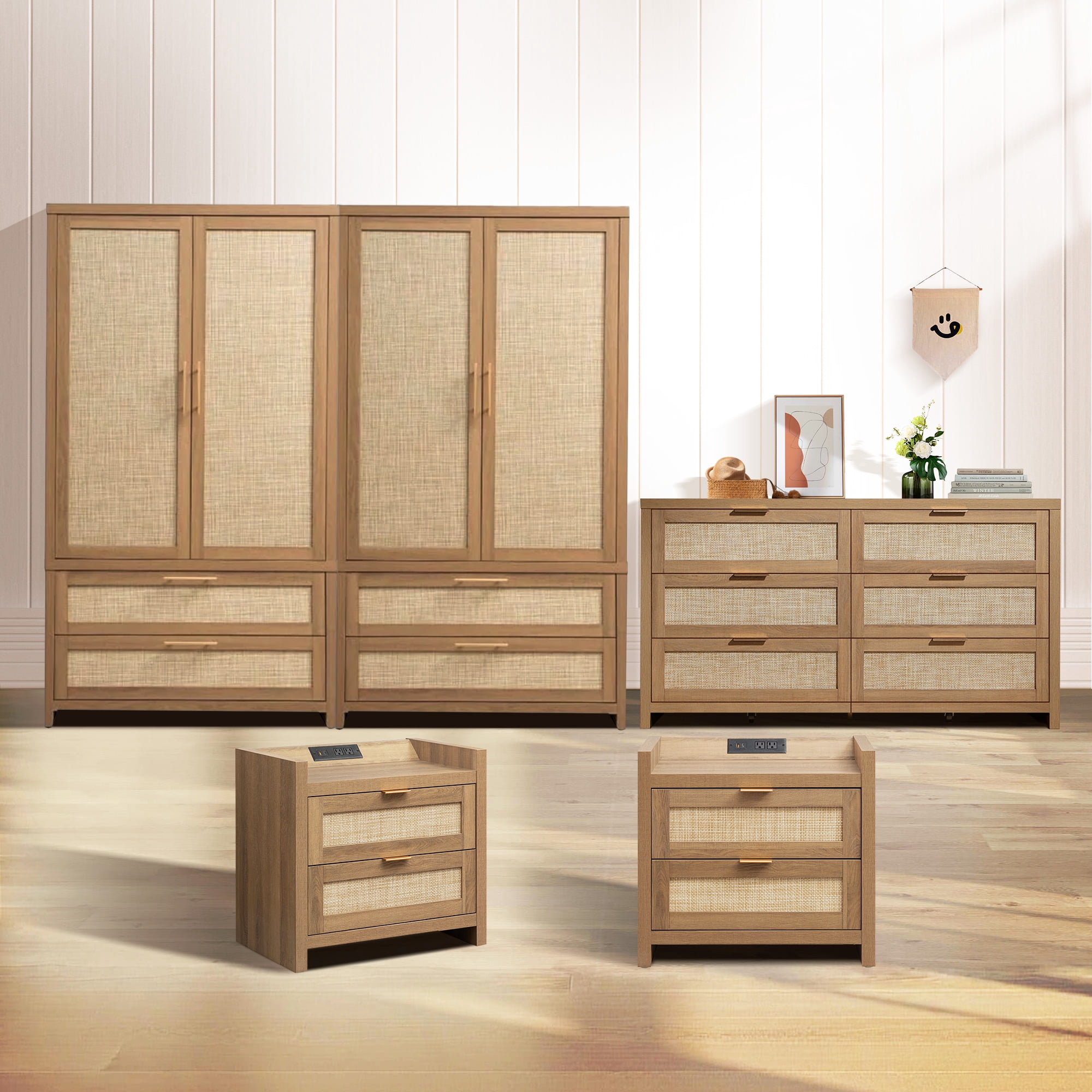 SICOTAS 5 Piece Bedroom Furniture Set, Bedroom Set with 56.85" W ...