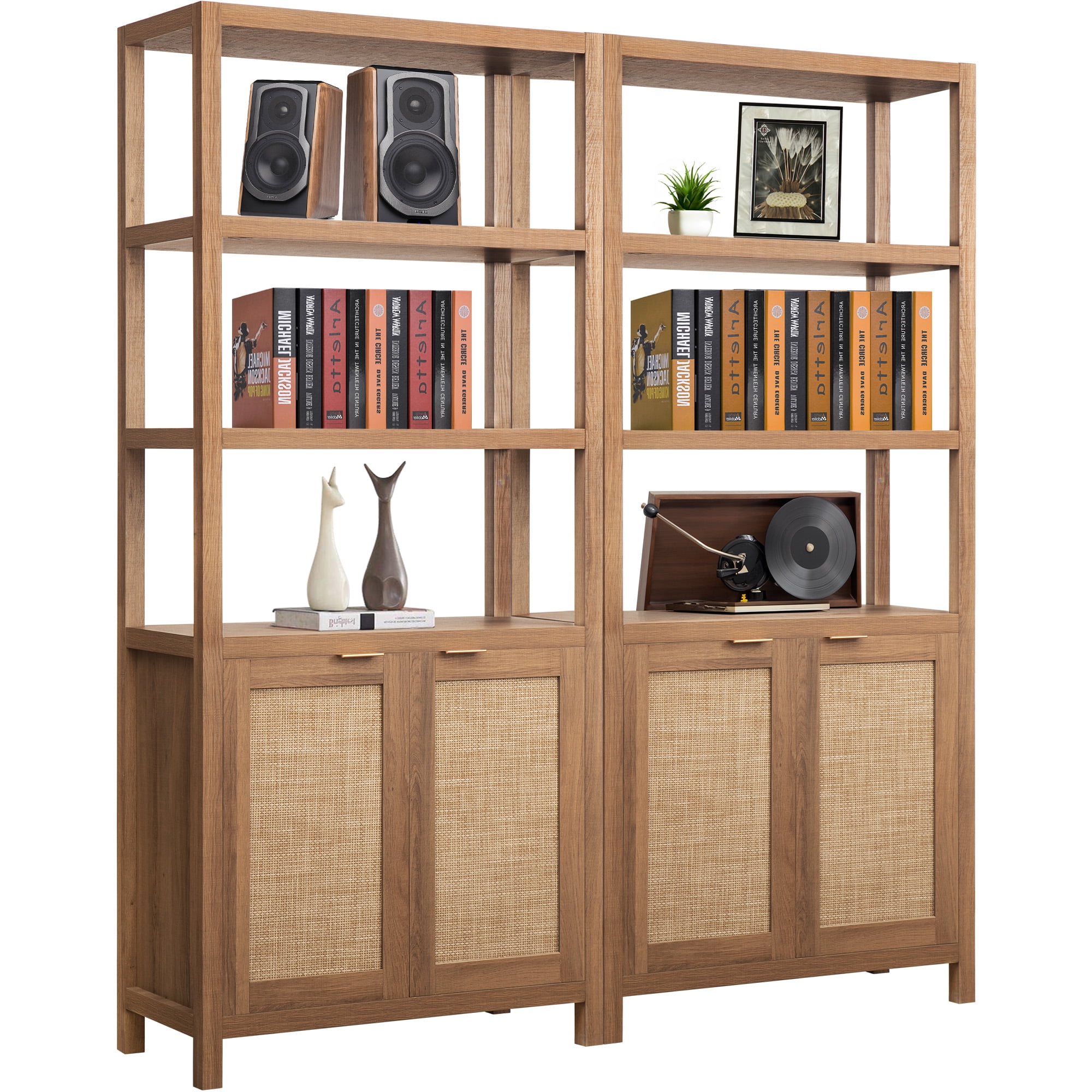 SICOTAS Rustic 5 Tier Bookshelf Set of 2, Tall Open Shelves, Modern ...
