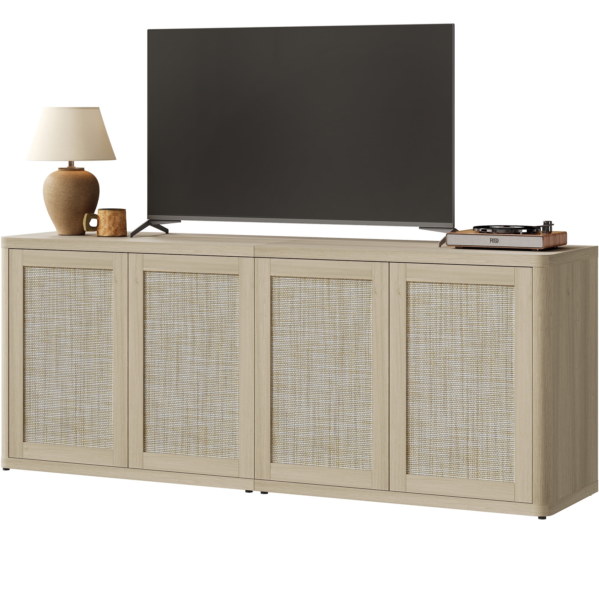SICOTAS 64 inch TV Stand in Light Oak - Walmart.com