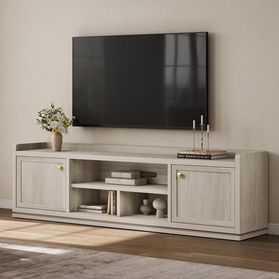 SICOTAS, Farmhouse TV Stand, 75 inch, White Oak Finish - Walmart.com