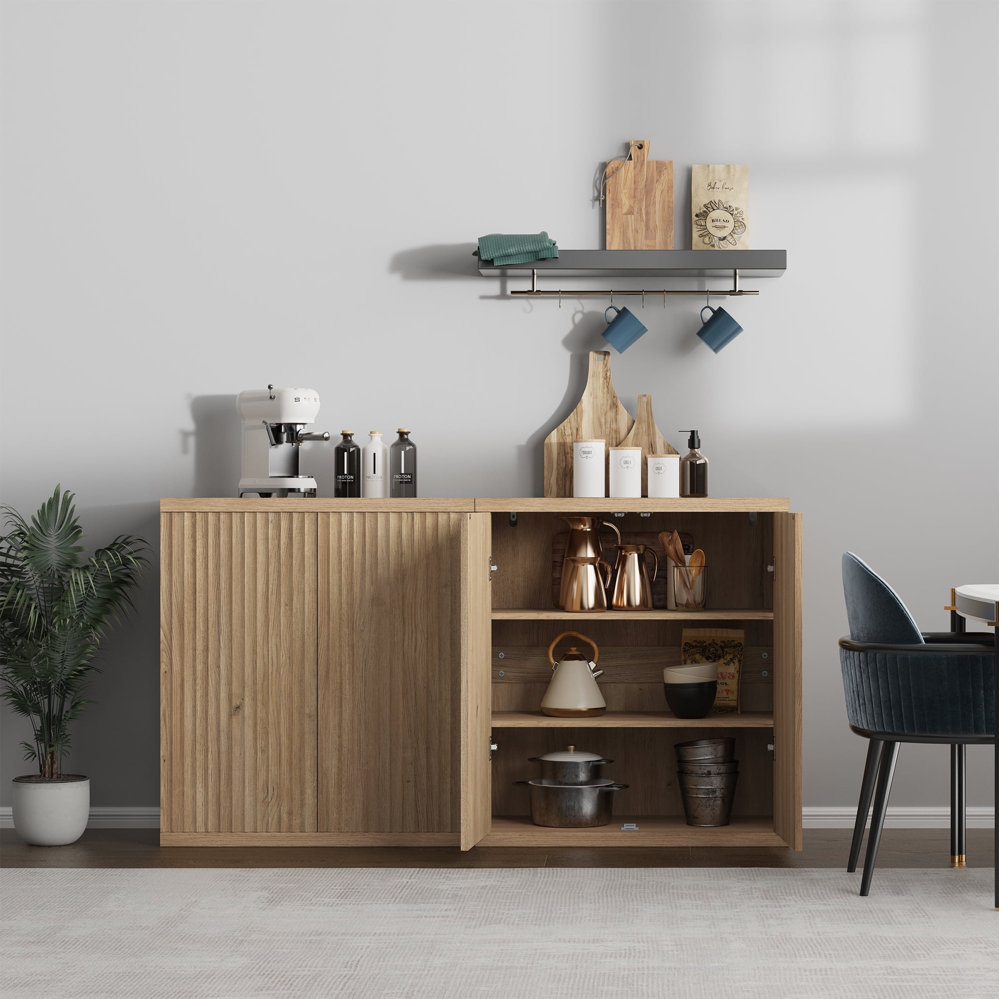 SICOTAS 34.2" Tall Kitchen Cabinet Set of 2 with Push-to-Open Doors ...