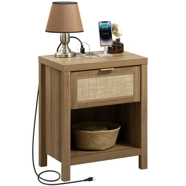 Better Homes & Gardens Juliet Nightstand with USB, Light Honey Finish ...