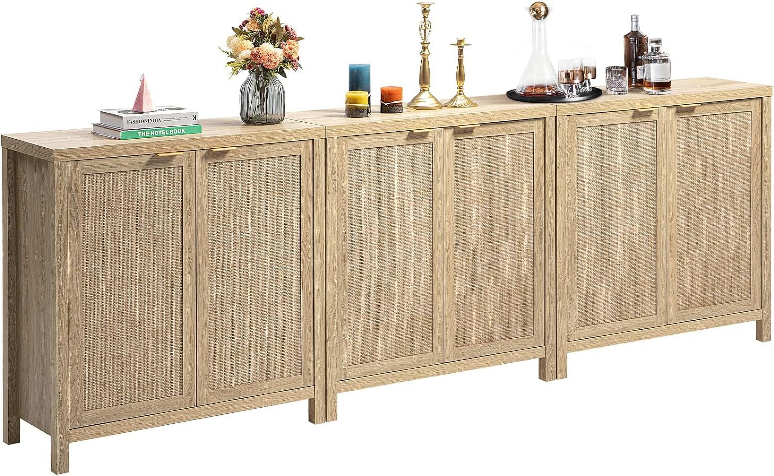 SICOTAS Rattan Sideboard Buffet Cabinet - Boho Large Credenza Kitchen ...