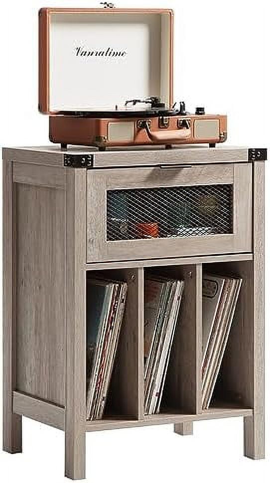 SICOTAS Record Player Stand - Rustic Record Player Table, Wood Vinyl ...
