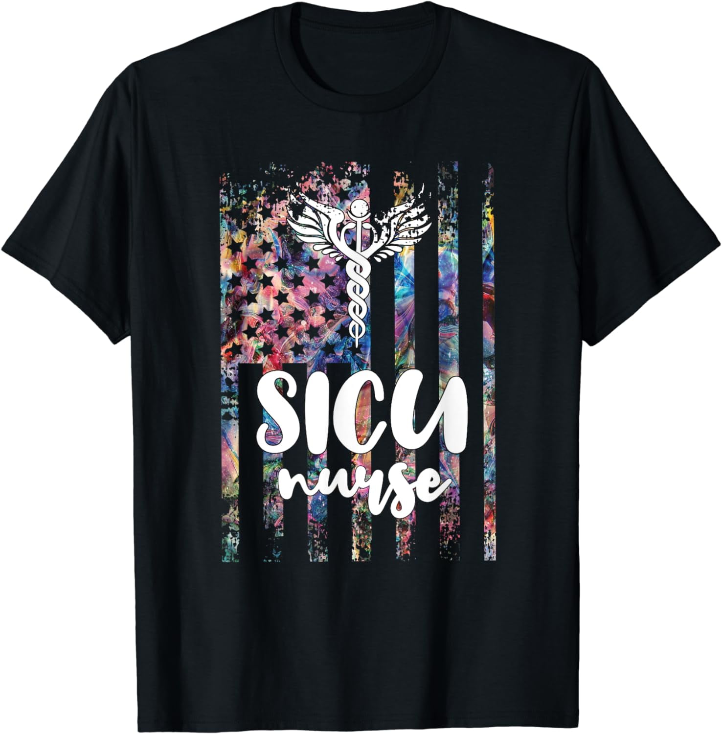 SICU Nurse American Flag Surgical Intensive Care Unit Nurse T-Shirt ...