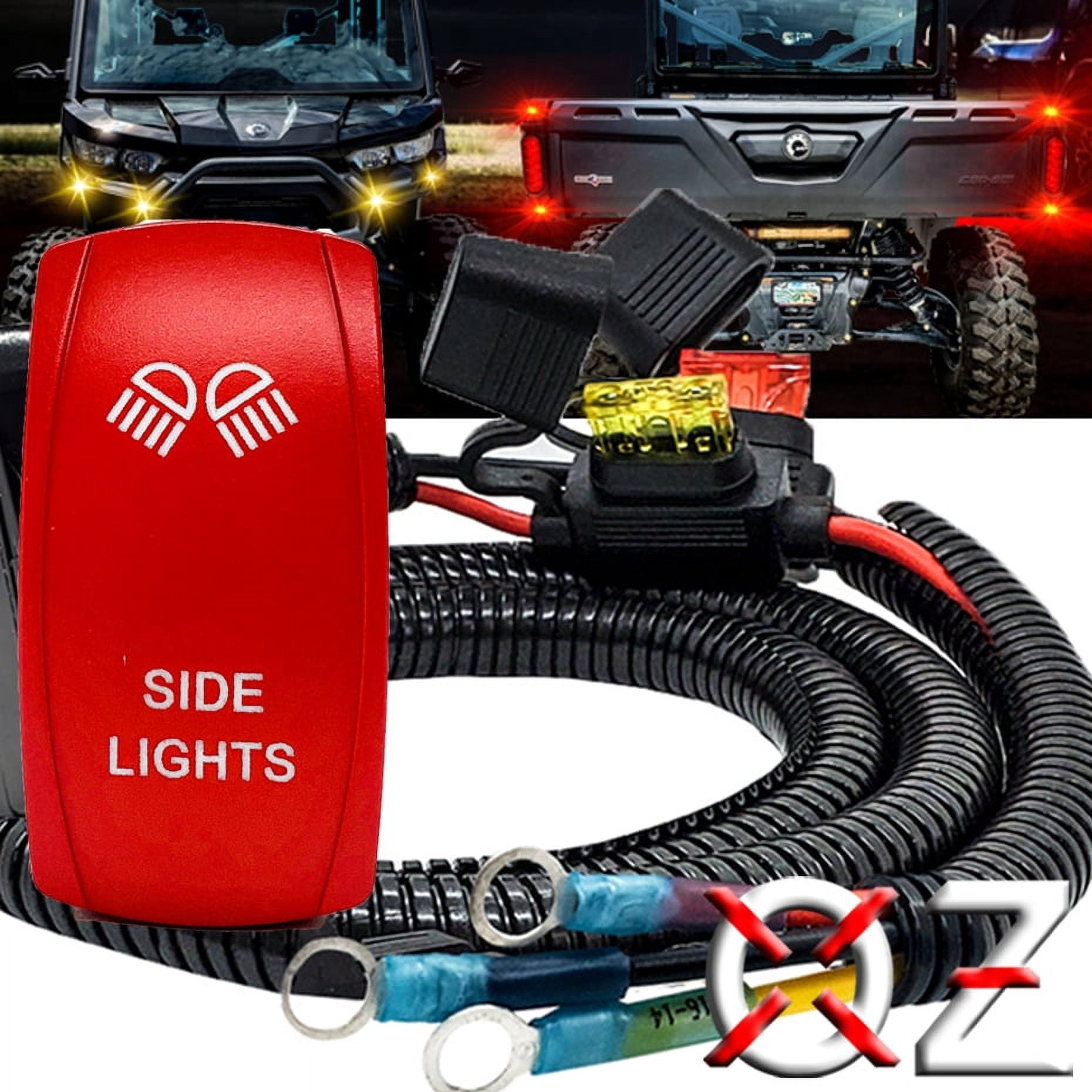 SIDE LIGHTS On/Off Red Rocker Switch with Power Busbar Distribution ...