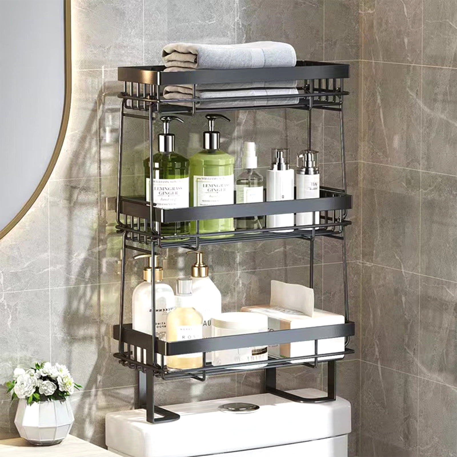 SIDIANBAN Bathroom Organizer Shelf 3-Tier Bathroom Metal Shelf Over The ...