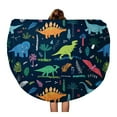 SIDONKU 60 inch Round Beach Towel Blanket Dino Funny Dinosaurs Palm ...