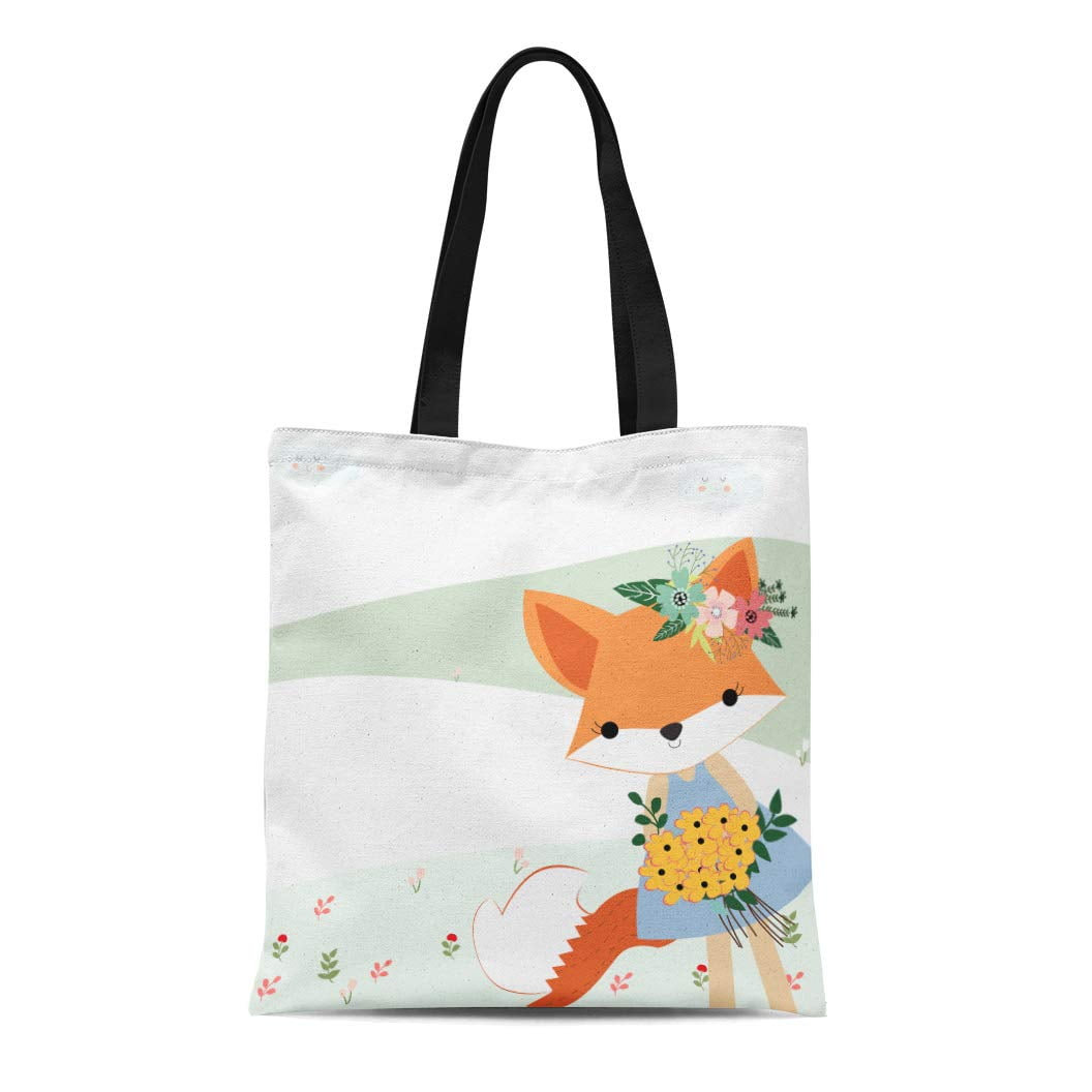 SIDONKU Canvas Bag Resuable Tote Grocery Shopping Bags Cute Cartoon ...