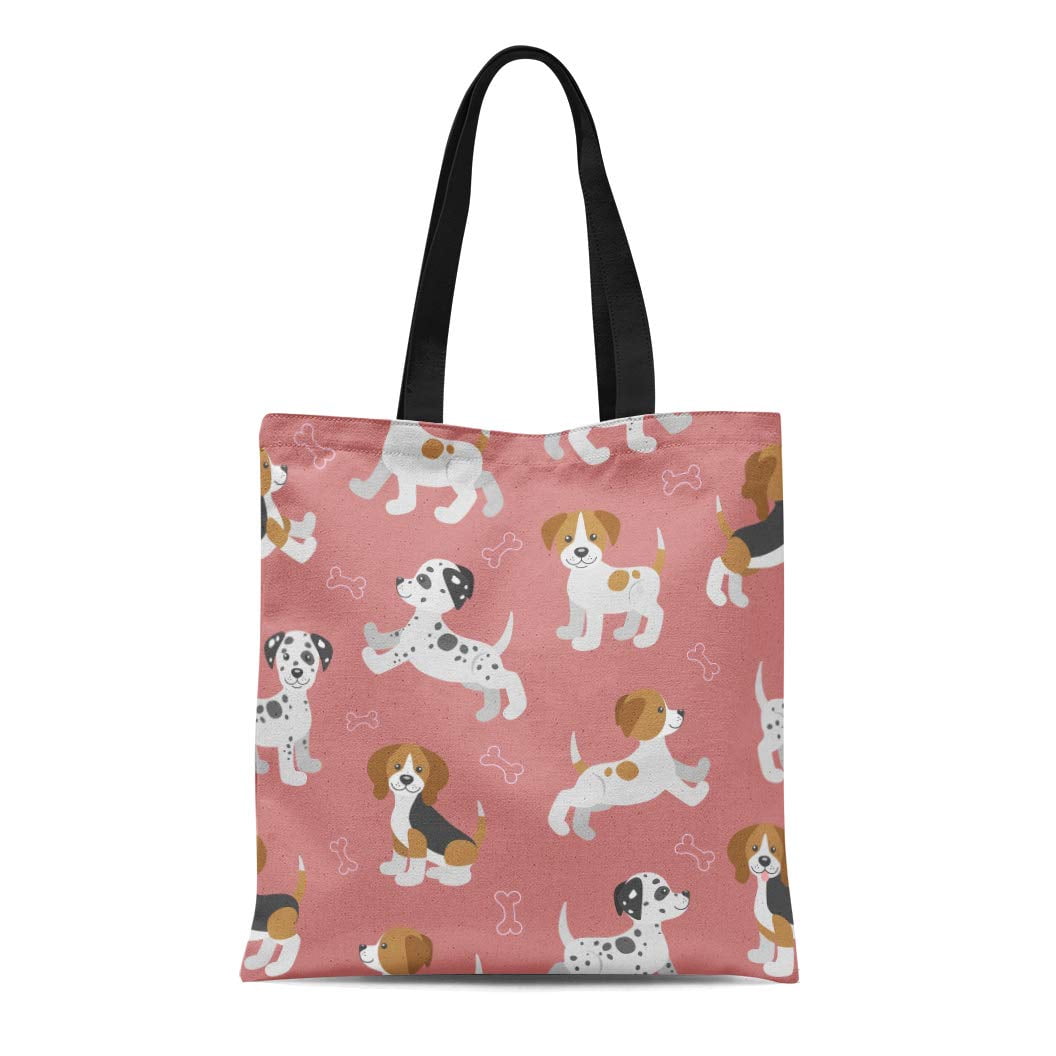 SIDONKU Canvas Bag Resuable Tote Grocery Shopping Bags Dog with Funny ...