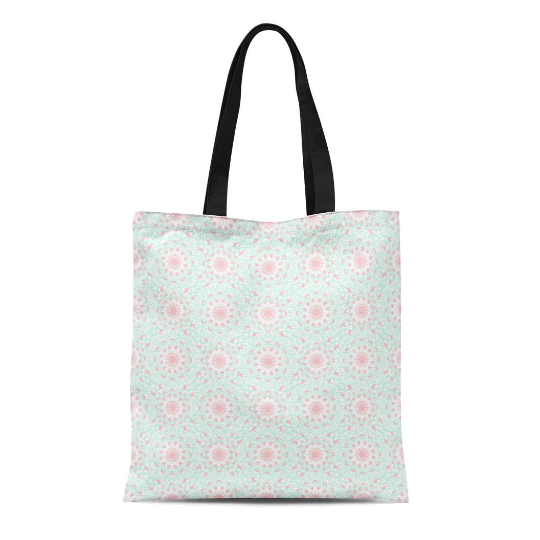 SIDONKU Canvas Bag Resuable Tote Grocery Shopping Bags Flourish Pattern ...