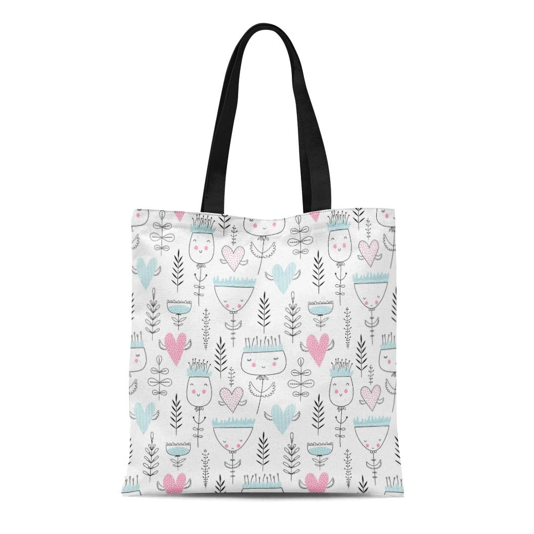 SIDONKU Canvas Bag Resuable Tote Grocery Shopping Bags Pink Airy ...