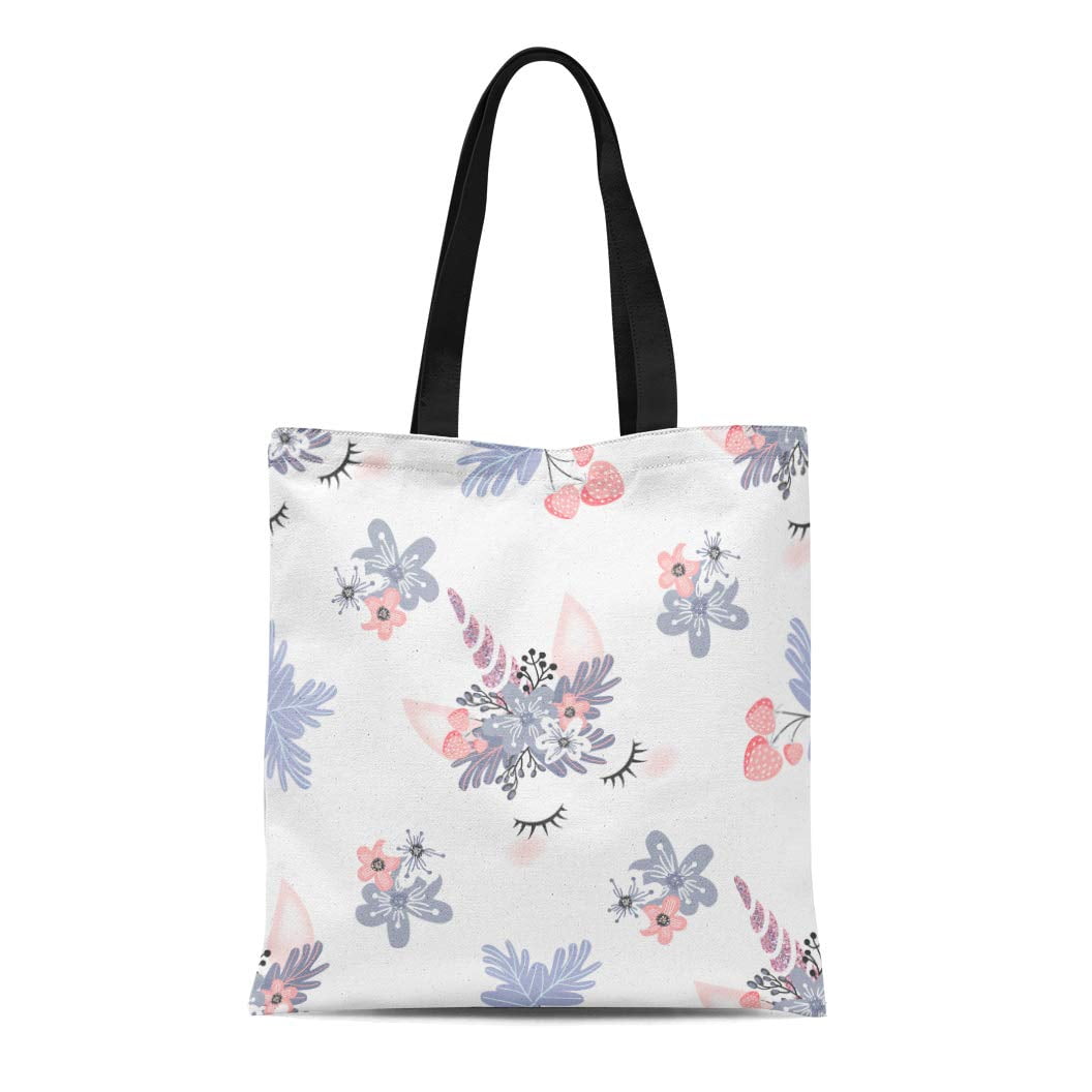 SIDONKU Canvas Bag Resuable Tote Grocery Shopping Bags Pink Witch Cute ...