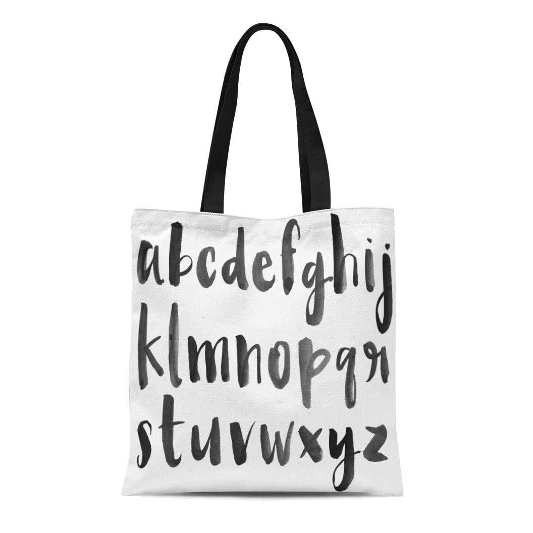 SIDONKU Canvas Tote Bag Abcd Hand Made Modern Watercolor Alphabet and ...