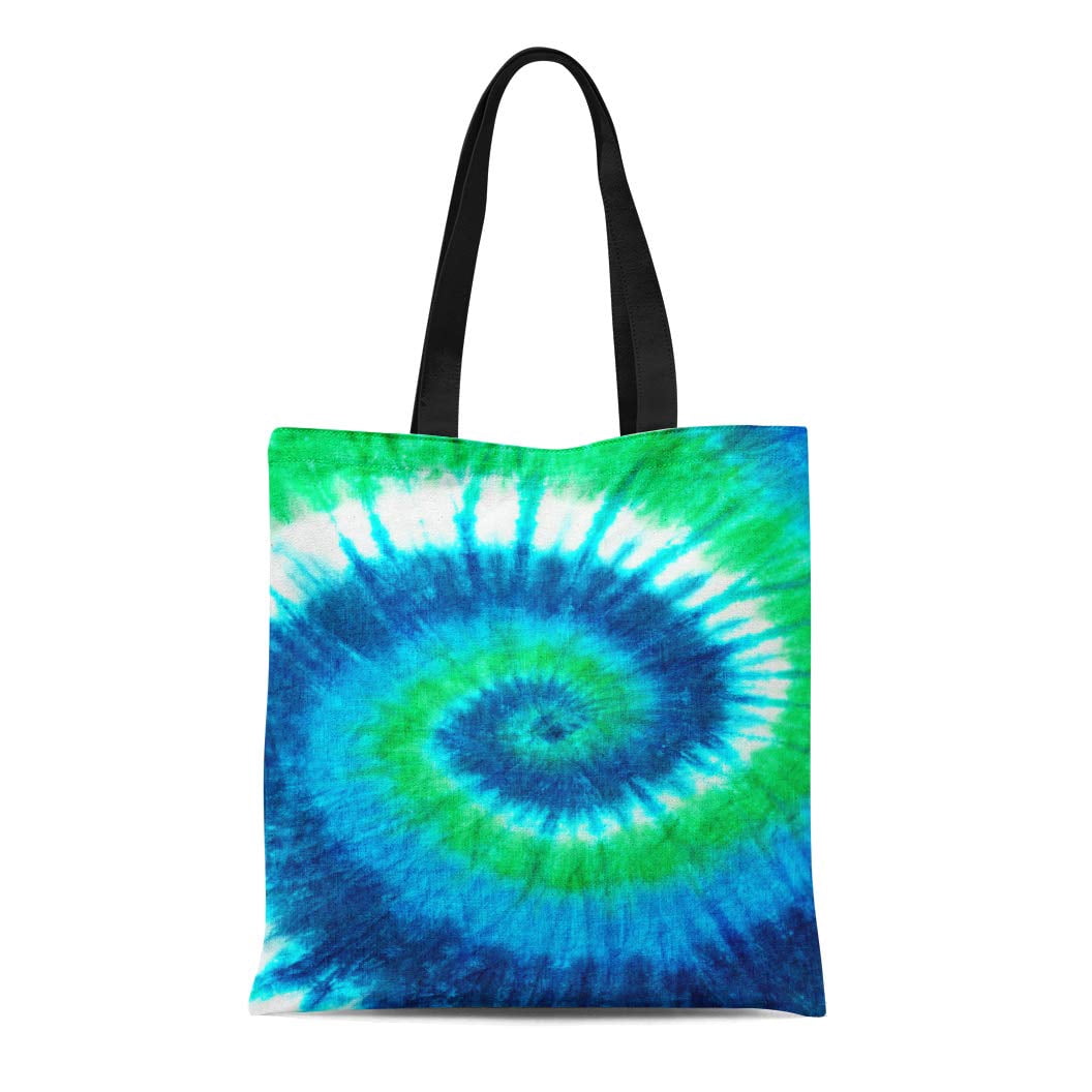 SIDONKU Canvas Tote Bag Blue Artistic Spiral Tie Dye Abstract Colorful ...