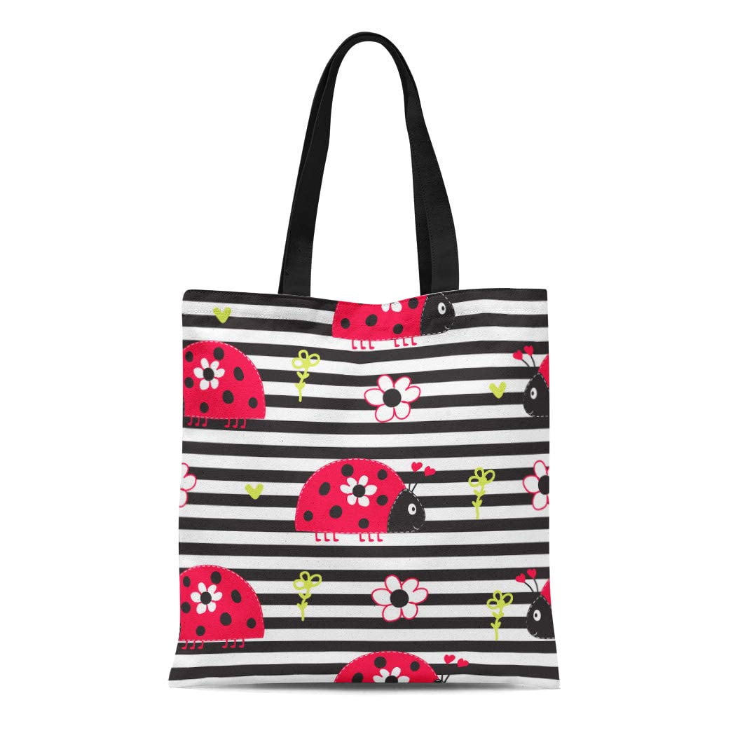 SIDONKU Canvas Tote Bag Cute Ladybug Adorable Baby Beautiful Birthday ...