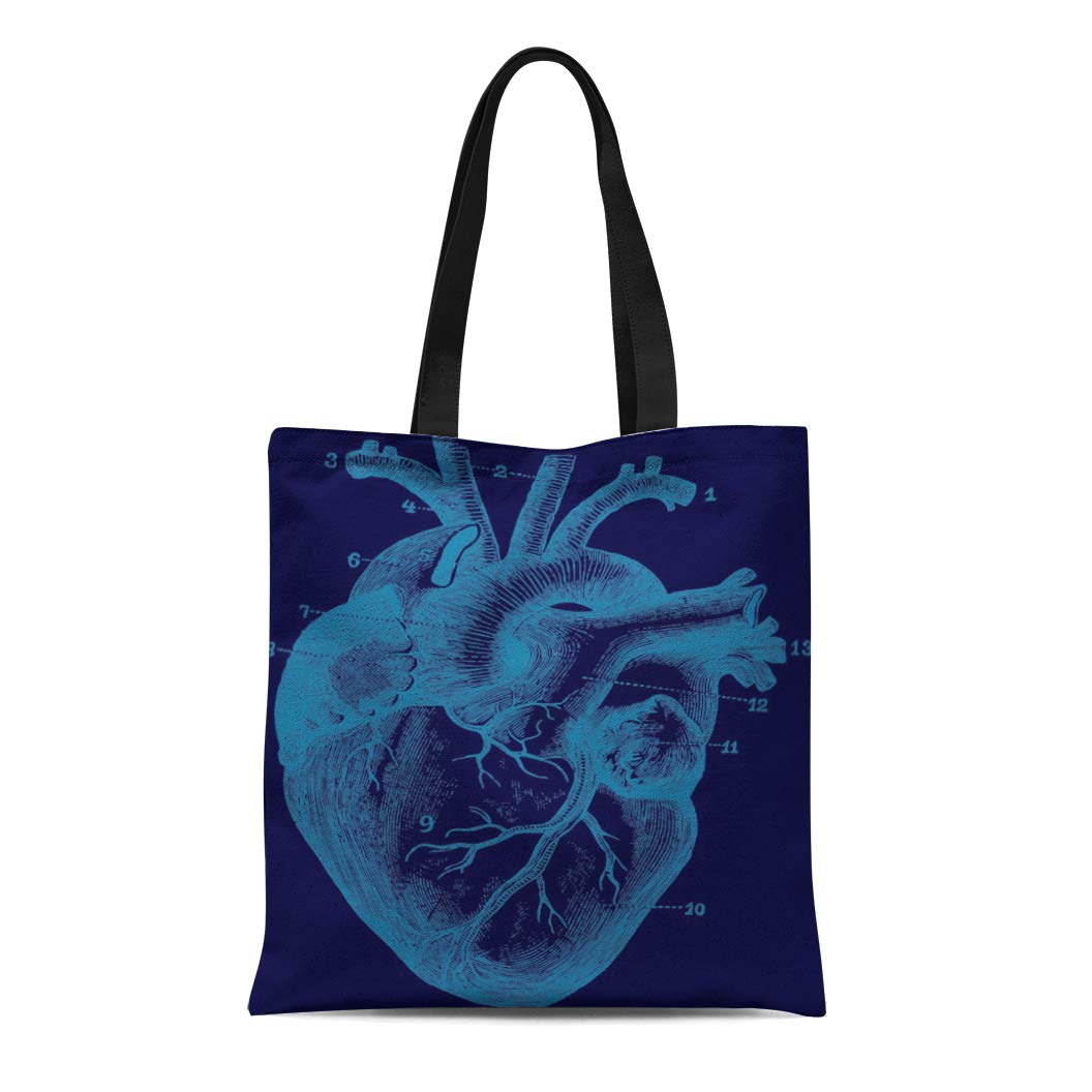 SIDONKU Canvas Tote Bag Disorderly Human Heart Anatomy Goods Vintage ...