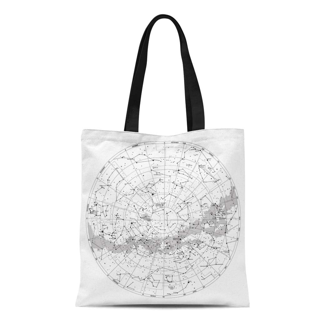 SIDONKU Canvas Tote Bag High Detailed Sky Map of Southern Hemisphere ...