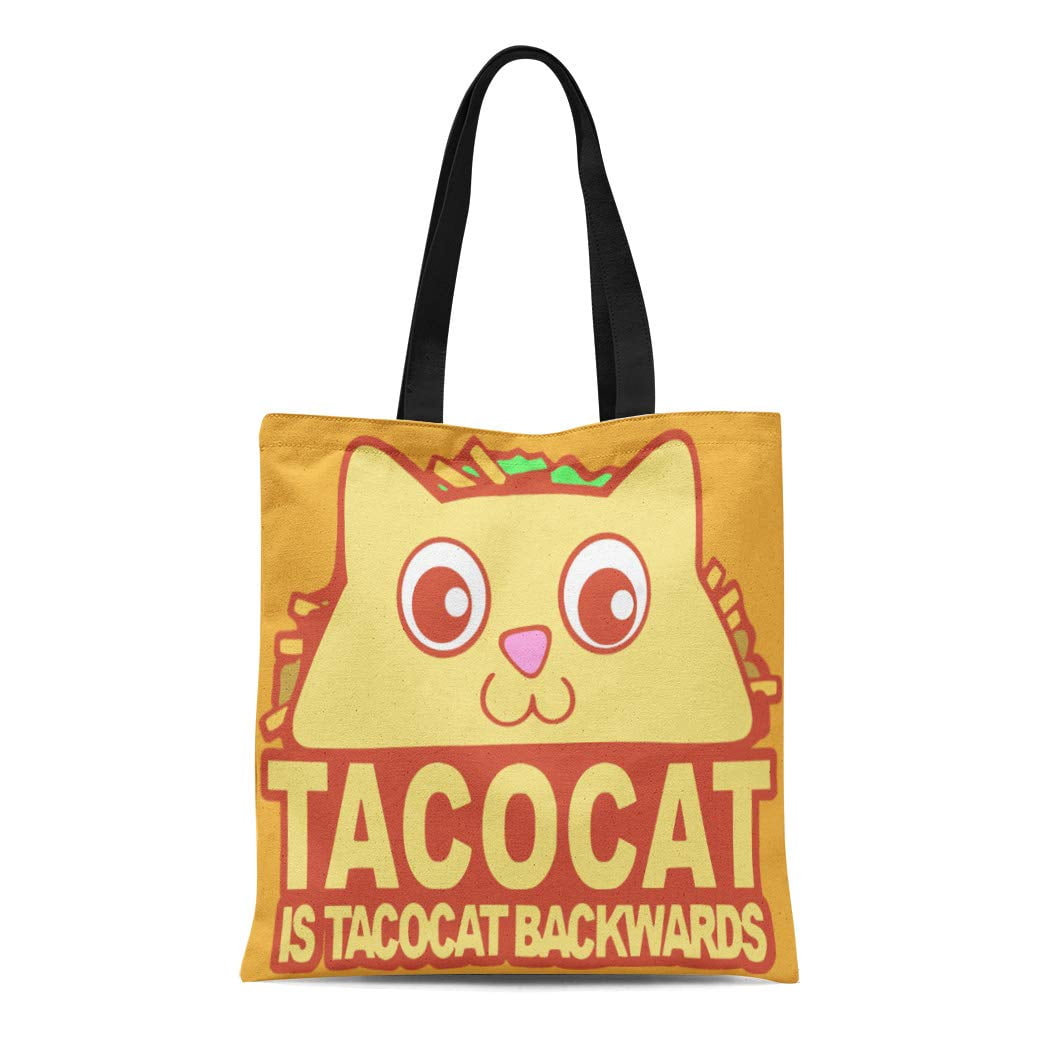 SIDONKU Canvas Tote Bag Palindrome Tacocat Backwards Ii Funny Humorous ...