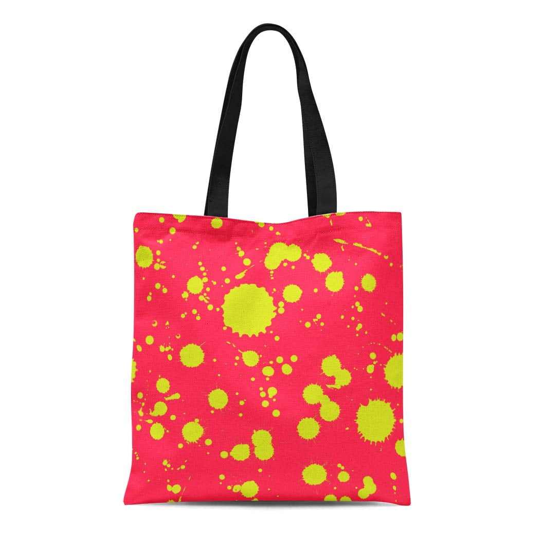 SIDONKU Canvas Tote Bag Yellow Abstract Neon Splatter Accessory Bathing ...