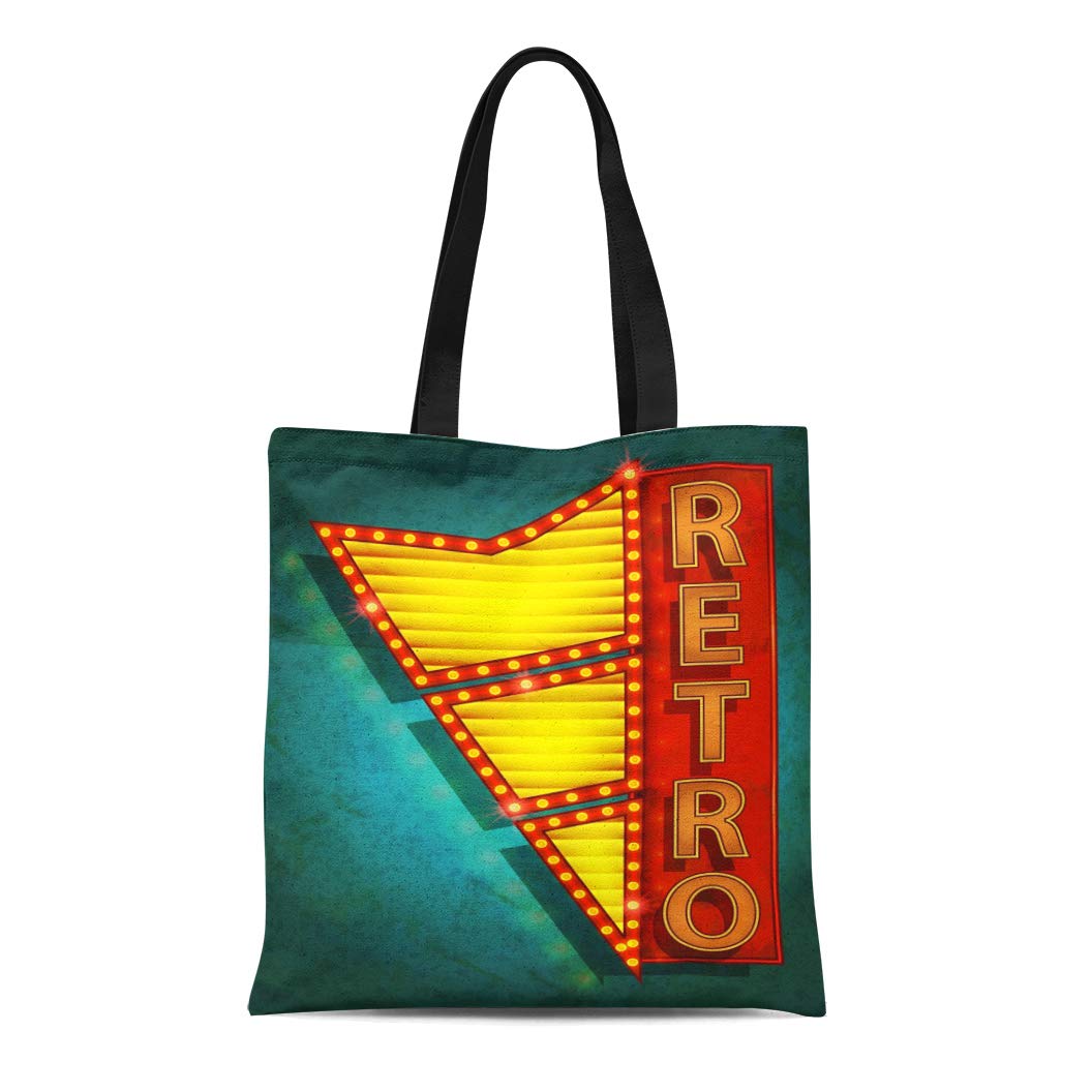 SIDONKU Canvas Tote Bag Yellow Sign Retro Signboard Orange Signage ...