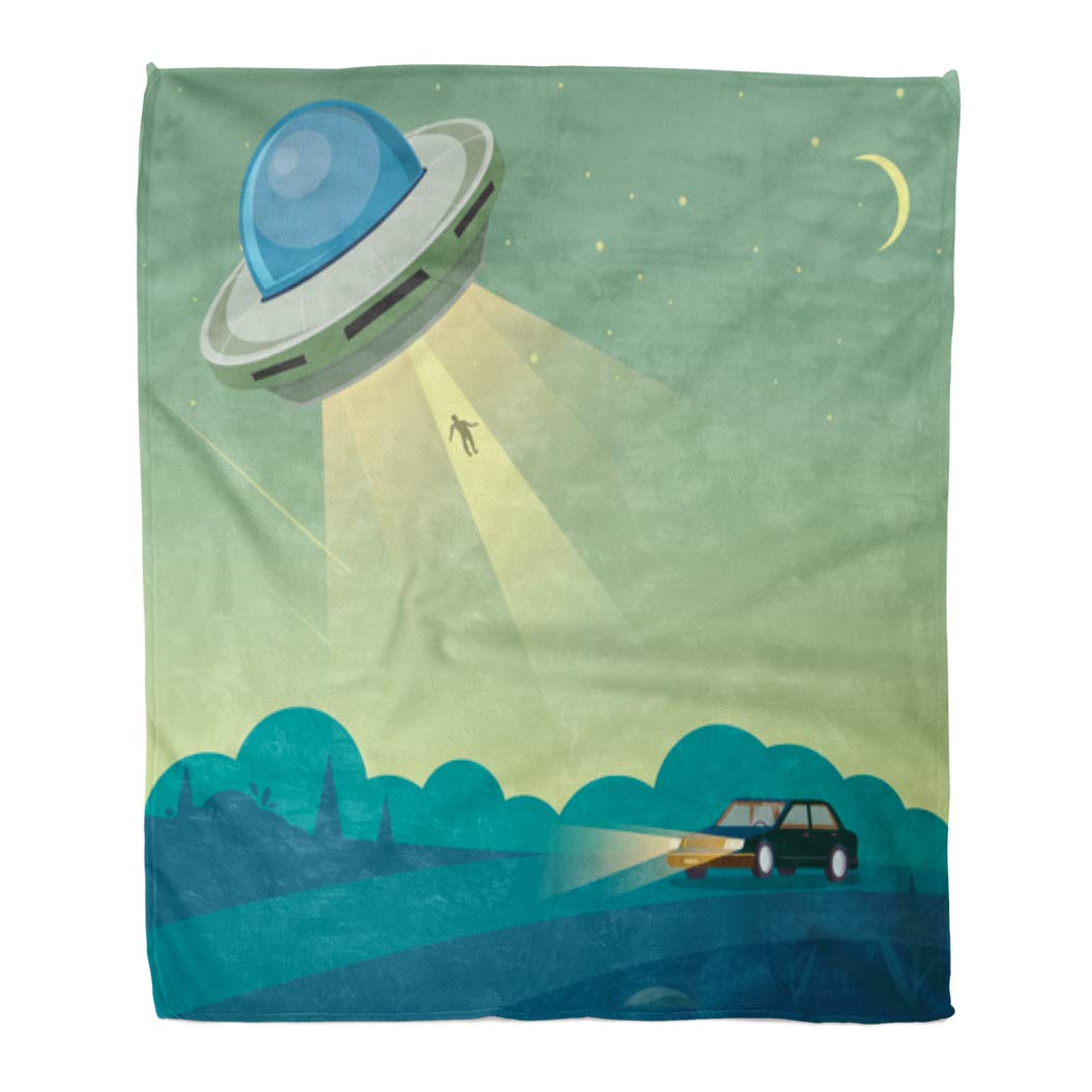 SIDONKU Flannel Throw Blanket Abduction UFO Abducts Human from Car ...