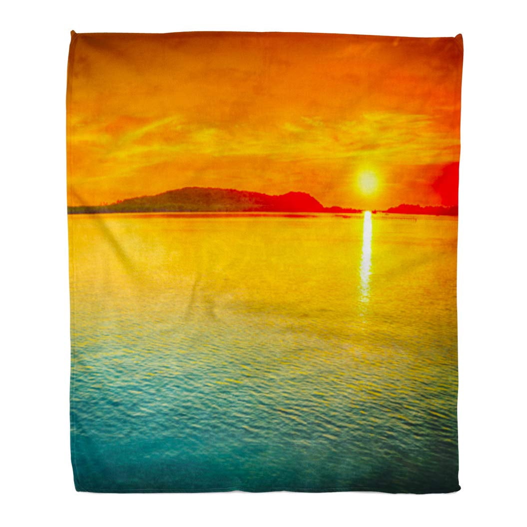 SIDONKU Throw Blanket 58x80 Inches Tropical Amazing Sunset Over The Sea ...