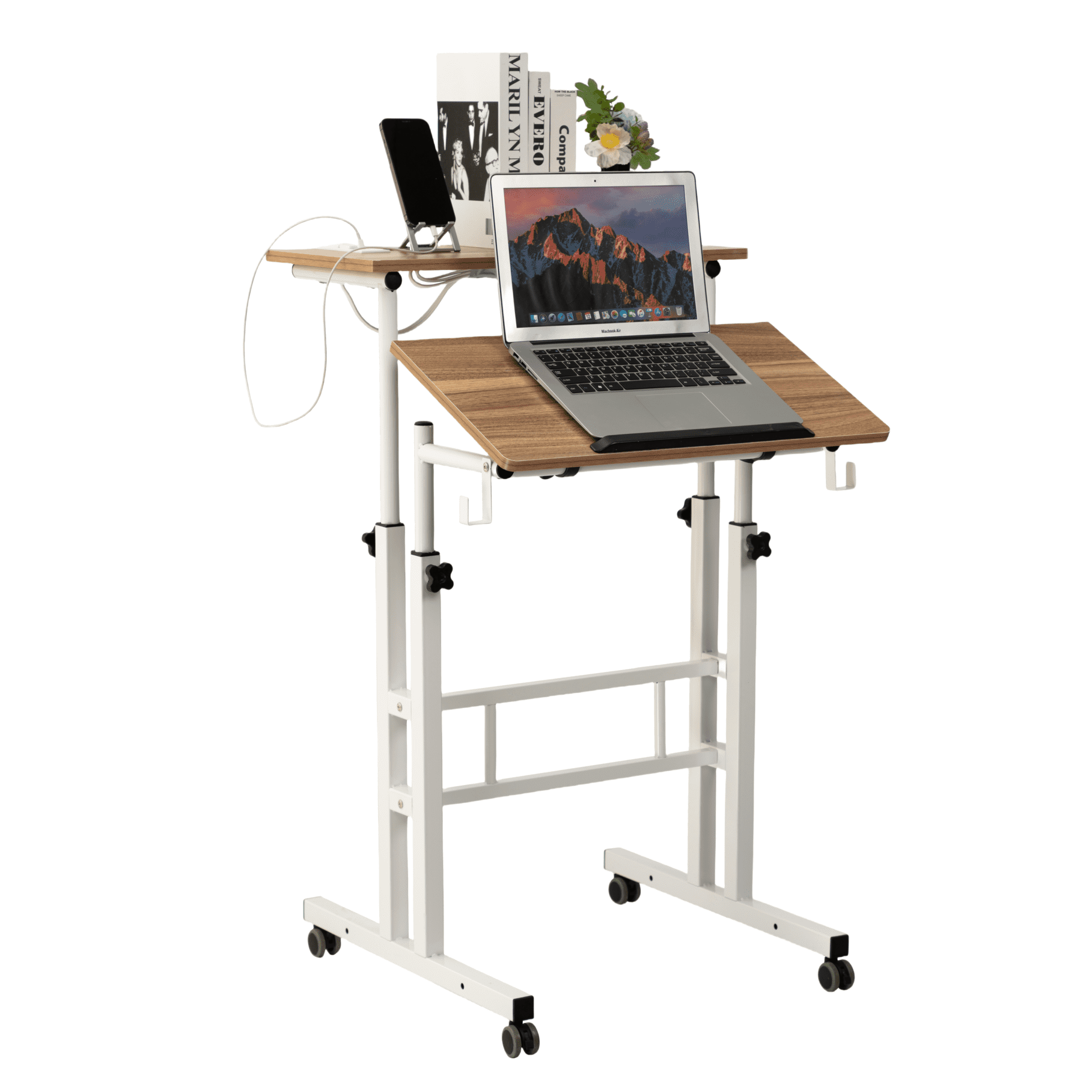 SIDUCAL Mobile Stand Up Desk, Adjustable Laptop Desk with Wheels, Home ...
