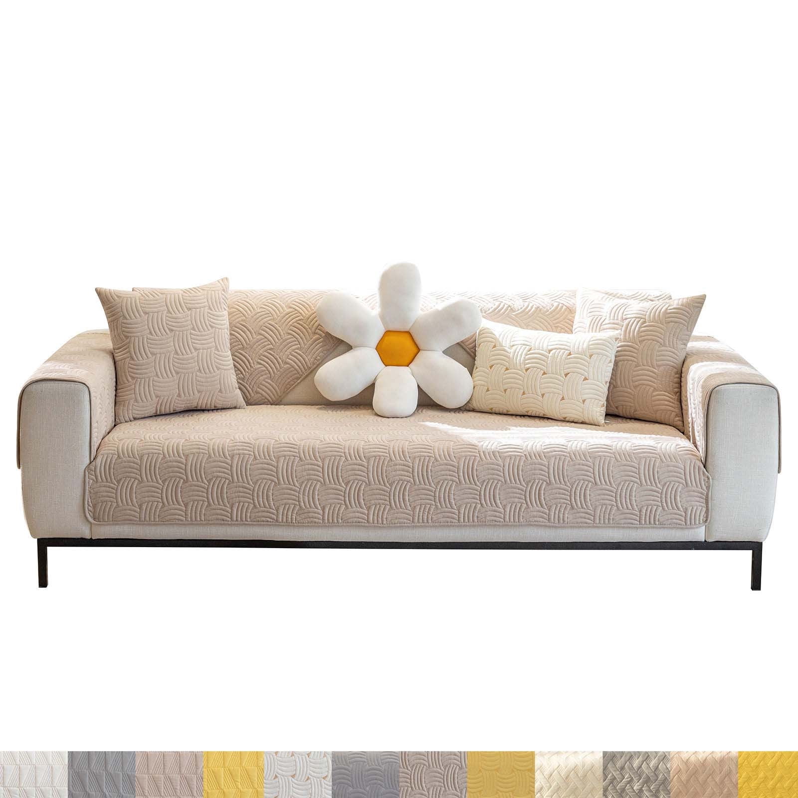 SIELUNO Quilted Sectional Couch Covers,1 Piece Solid Color Sofa Cover ...