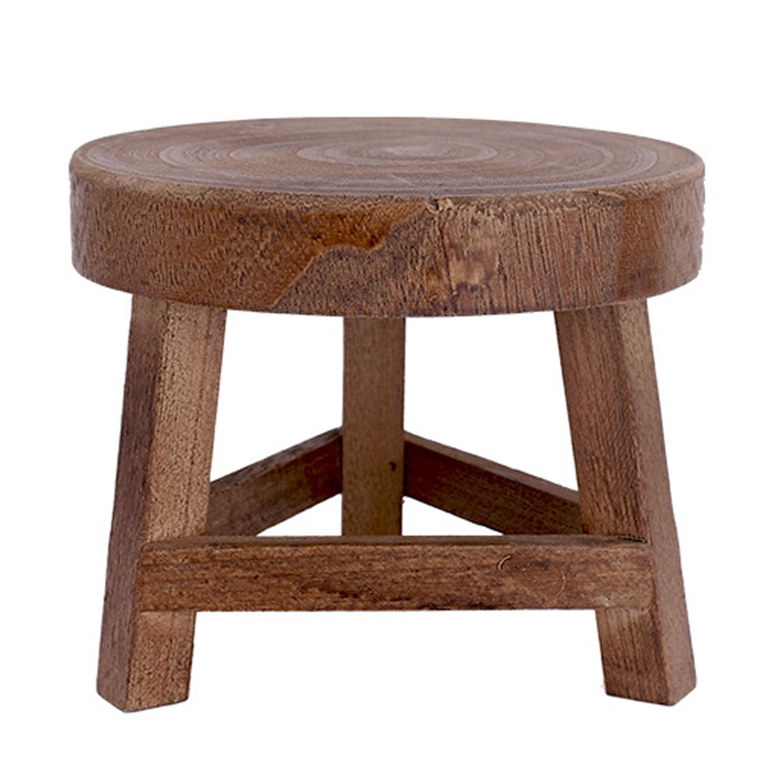 SIELUNO Round Wooden Step Stool,Indoor Outdoor Plant Stand,Handcrafted ...