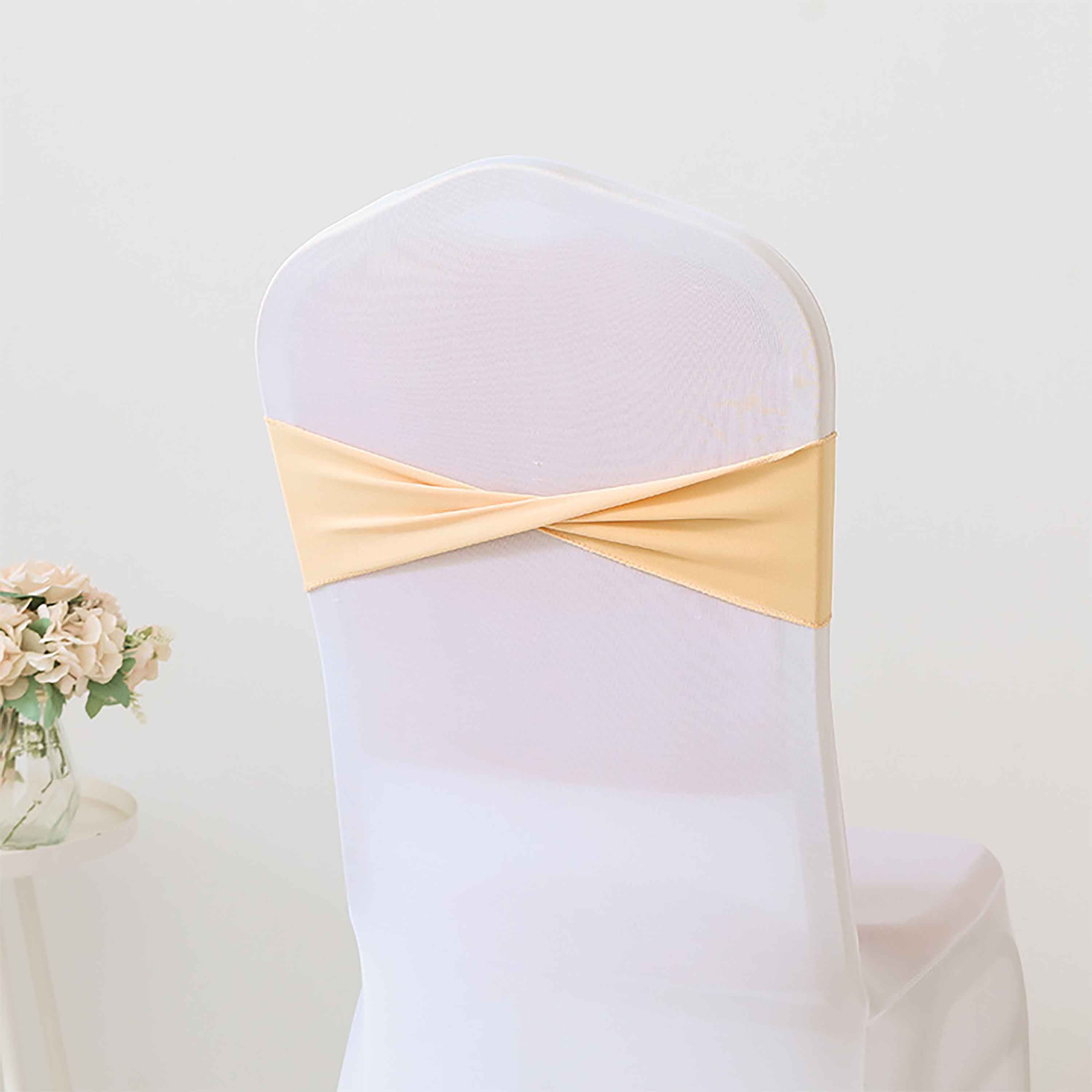 SIELUNO Simple Chair Sashes for Folding Chairs Reusable Wedding Stretch ...