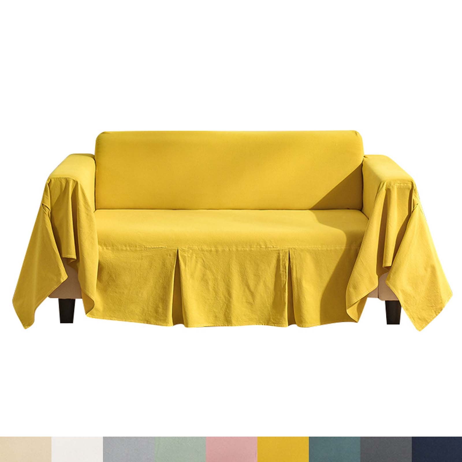 SIELUNO Sofa Cover with Skirt,1 Piece Sofa Slipcover for 2 Cushion ...