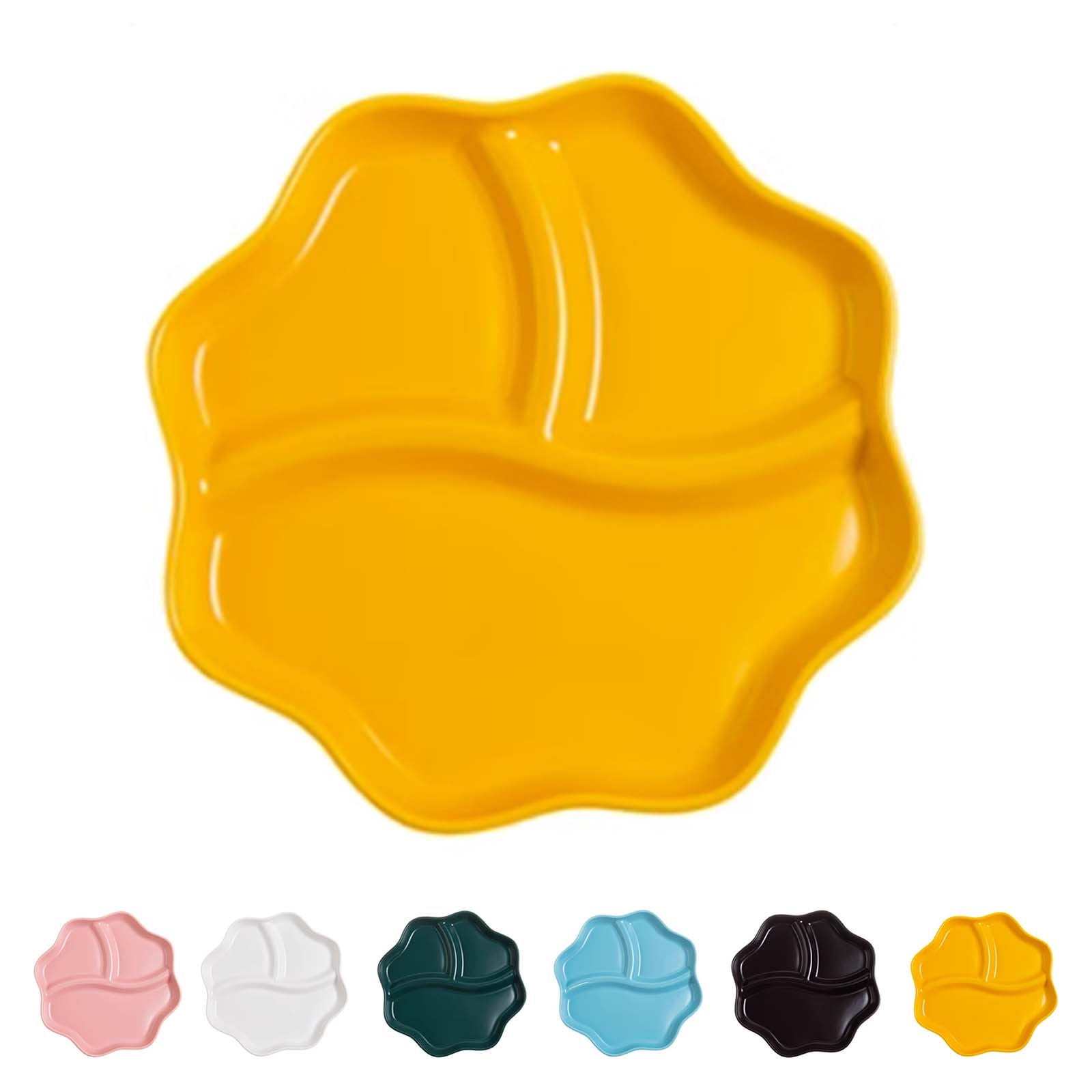 SIELUNO Solid Color Ceramic Divided Dinner Plates for Adults,Divided ...