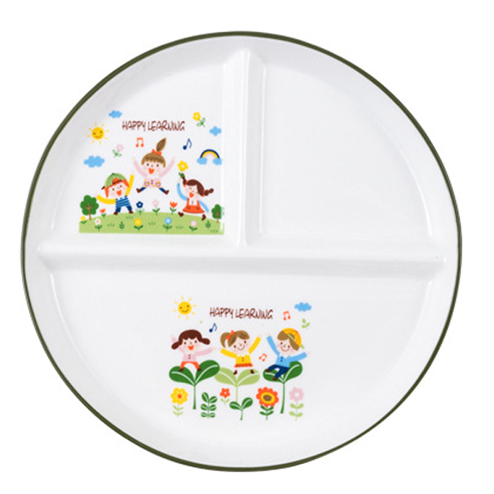 SIELUNO Solid Color Ceramic Portion Control Plate,Compartment Plates ...