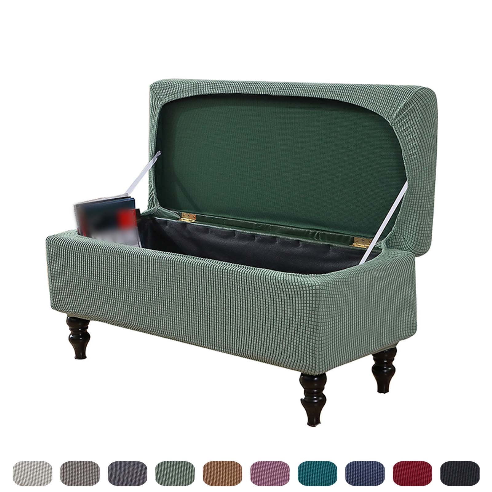 SIELUNO Storage Ottoman Cover, Stretch Ottoman Slipcover Rectangle ...