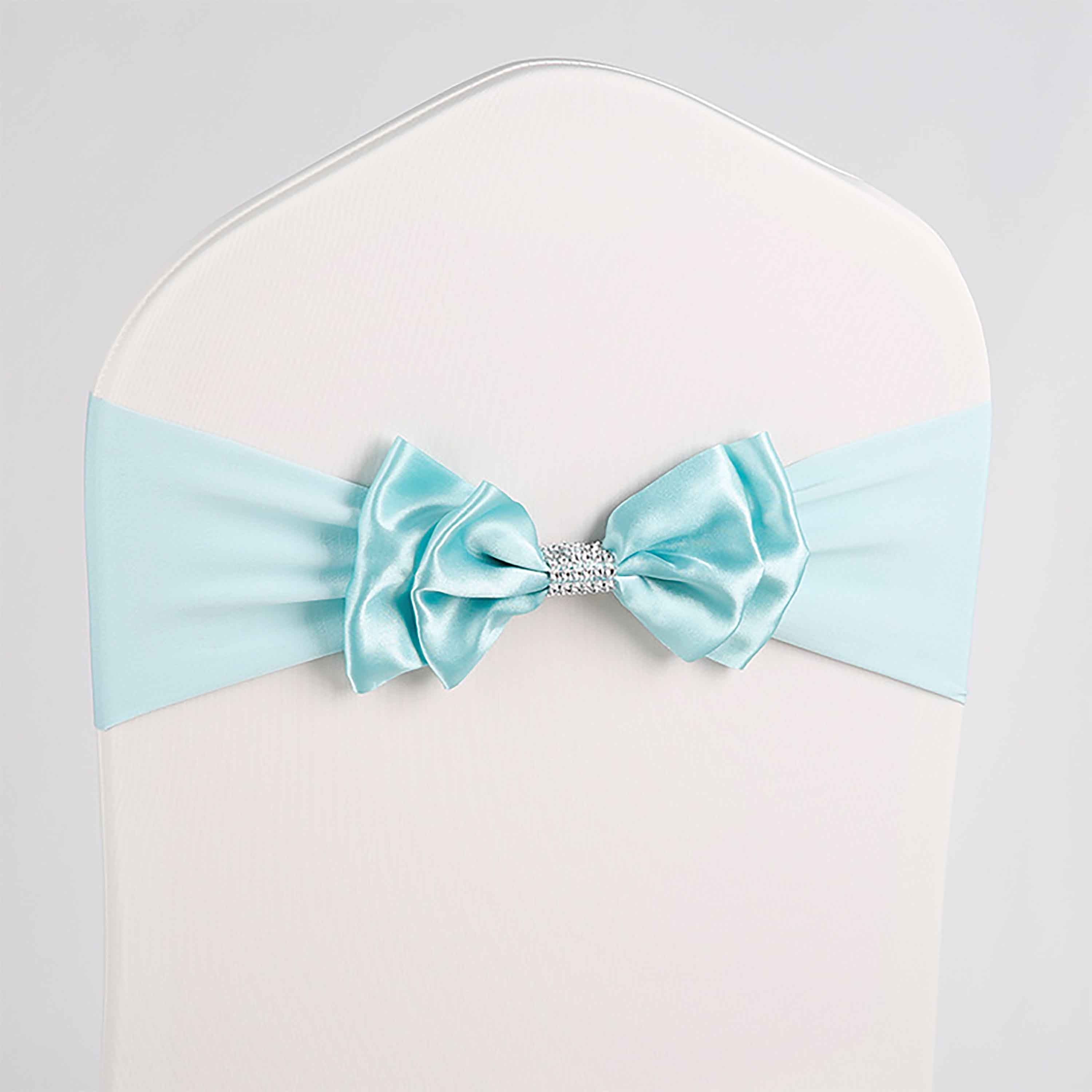 SIELUNO Stretch Chair Sashes with Double Layer Bows for Wedding Party ...
