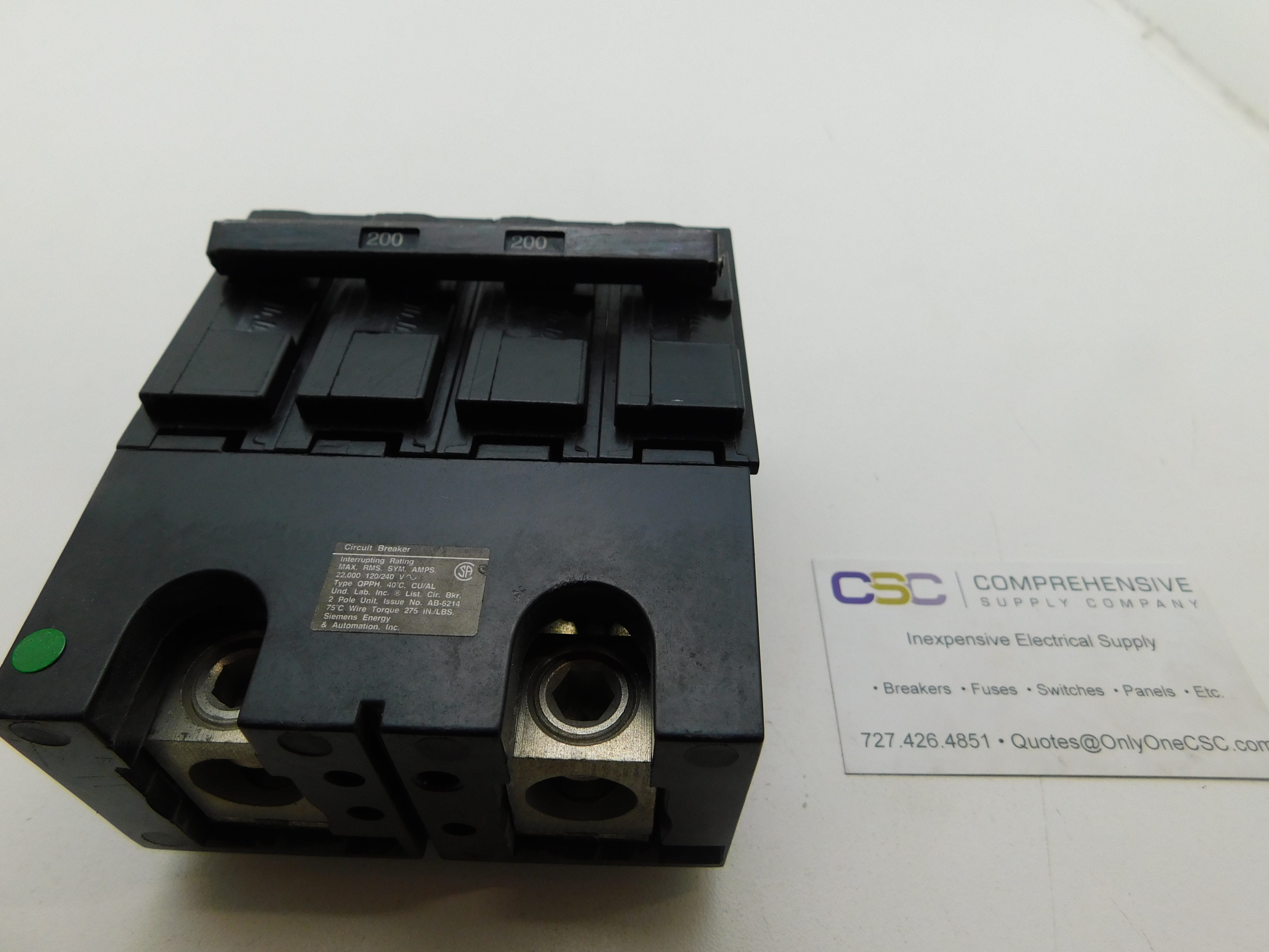 SIEMENS 200A AMP 2P POLE 22kA@120/240V PLUG ON MAIN CIRCUIT BREAKER ...
