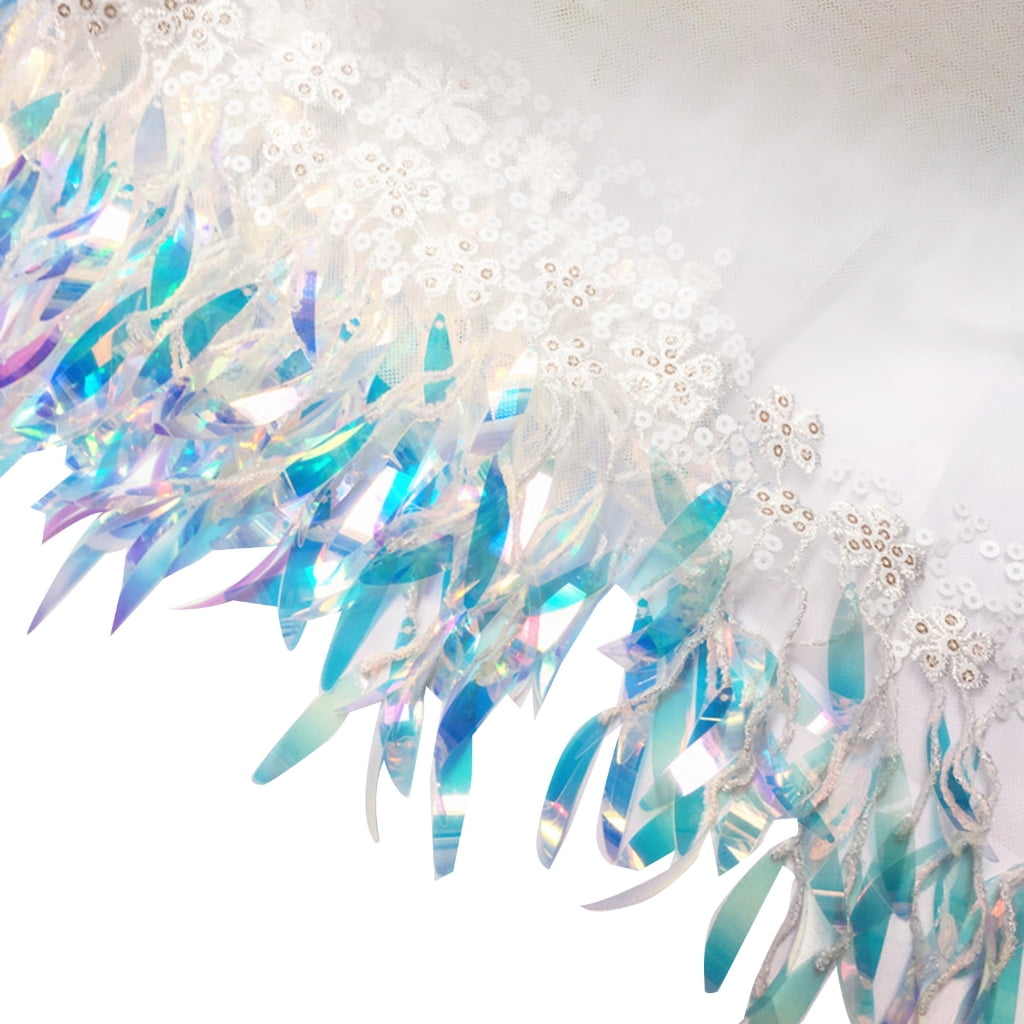 SIEYIO 1 Yard DIY Dance Party Dress Fabric Trims Fringe Tassel Sequins ...