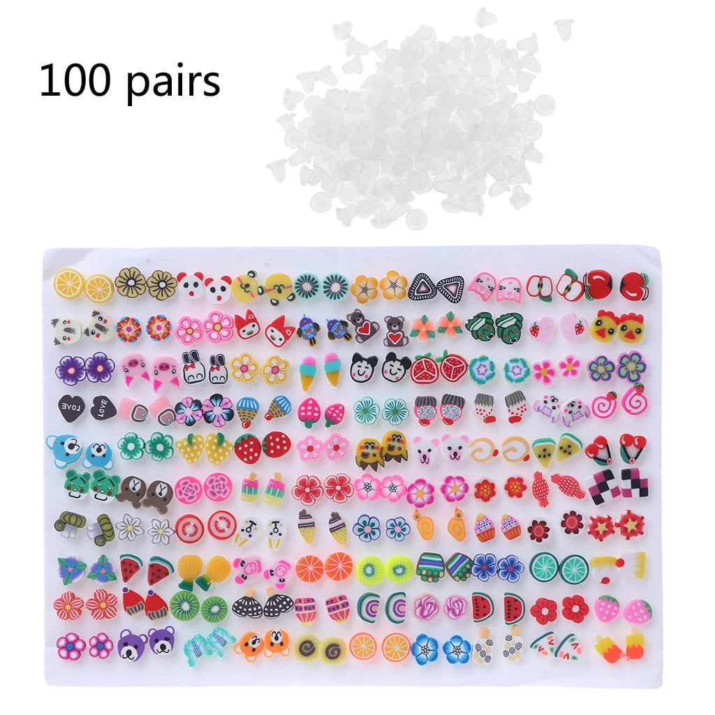 SIEYIO 100 Pairs Colorful Hypoallergenic Acrylic Stud Earrings Set for ...