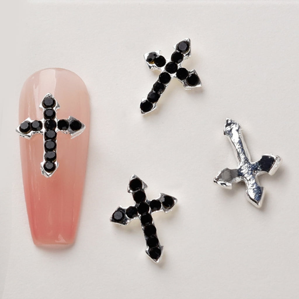 SIEYIO 10Pack/set 3D Cross Nail Alloy Cross for Nail Cross Nail Gems ...