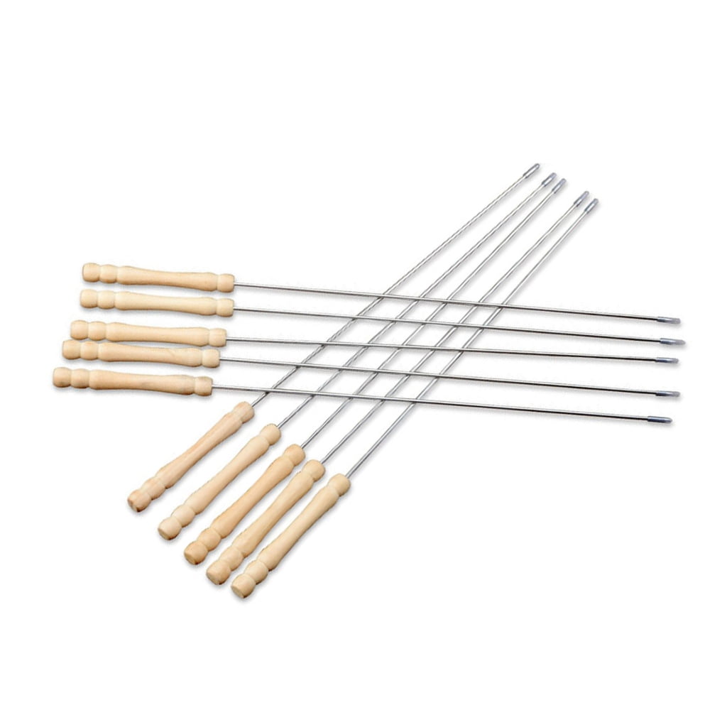 SIEYIO 10Pieces/set Stainless Steel Barbecue Skewer with Wood Handles ...