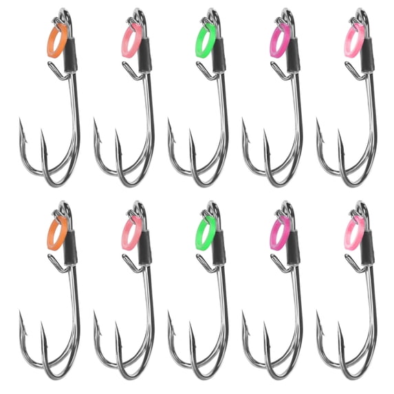 SIEYIO 10lots Durability Double Fishes Hook Catfishes Basses Hook ...