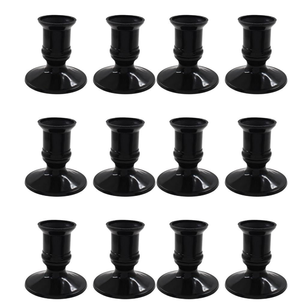 SIEYIO 12Pieces Stylish Black Taper Candle Holders Stand for LED Candle ...