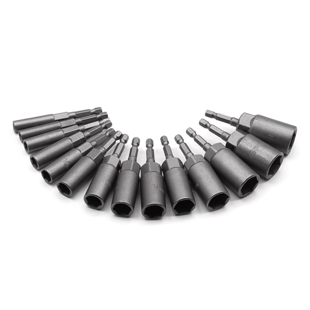 SIEYIO 14Pcs 1/4” Hex Shank Magnetic Power Impact Nuts Driver Set 6 ...