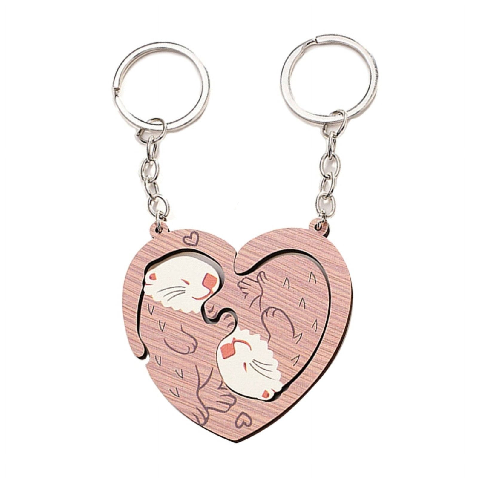 SIEYIO 2pcs Cute Keychain Cat Otters Valentines Day Girlfriends Pairing ...
