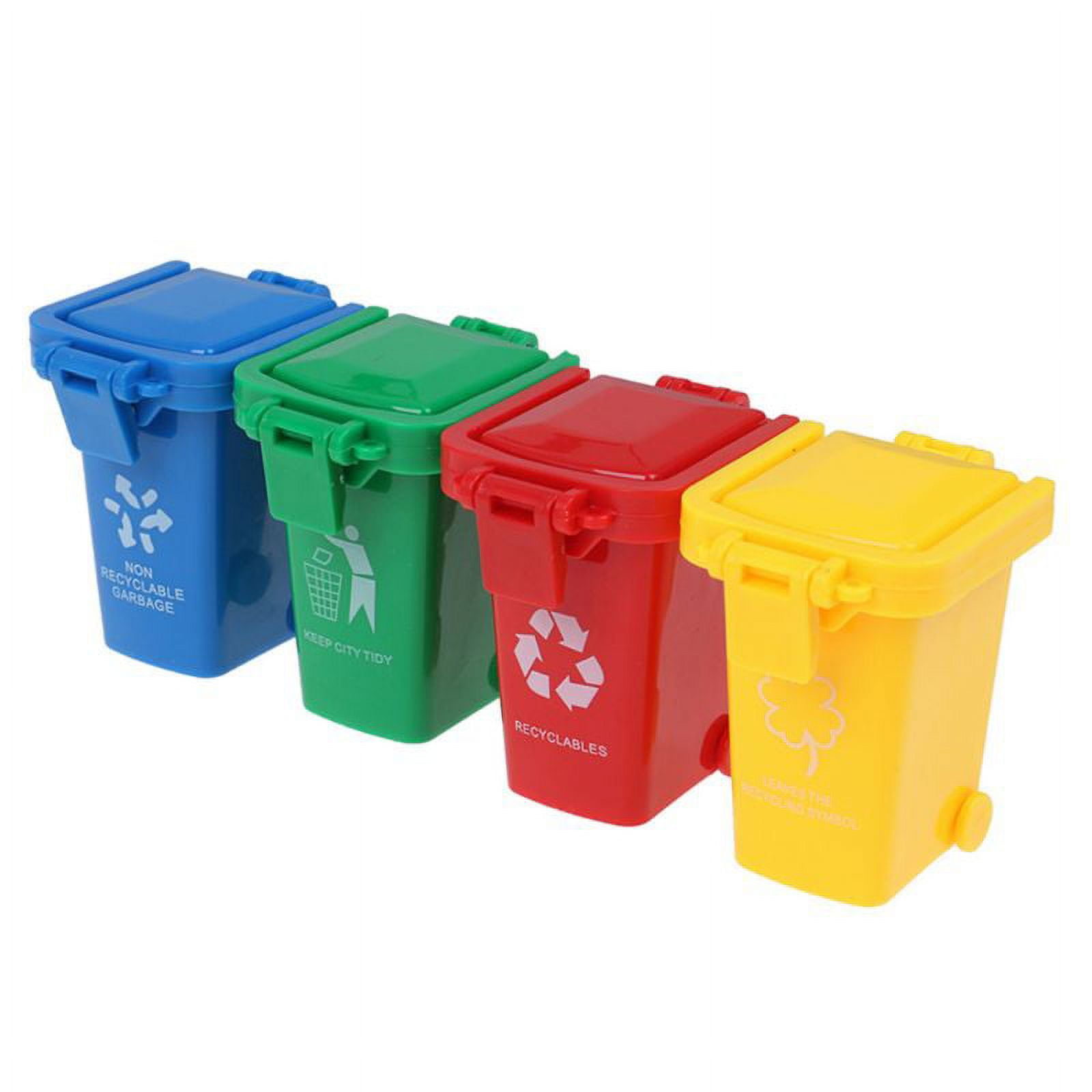 SIEYIO 4 Pcs/Set Mini Trash Can Garbage Bin Peony Parrot Intelligence ...
