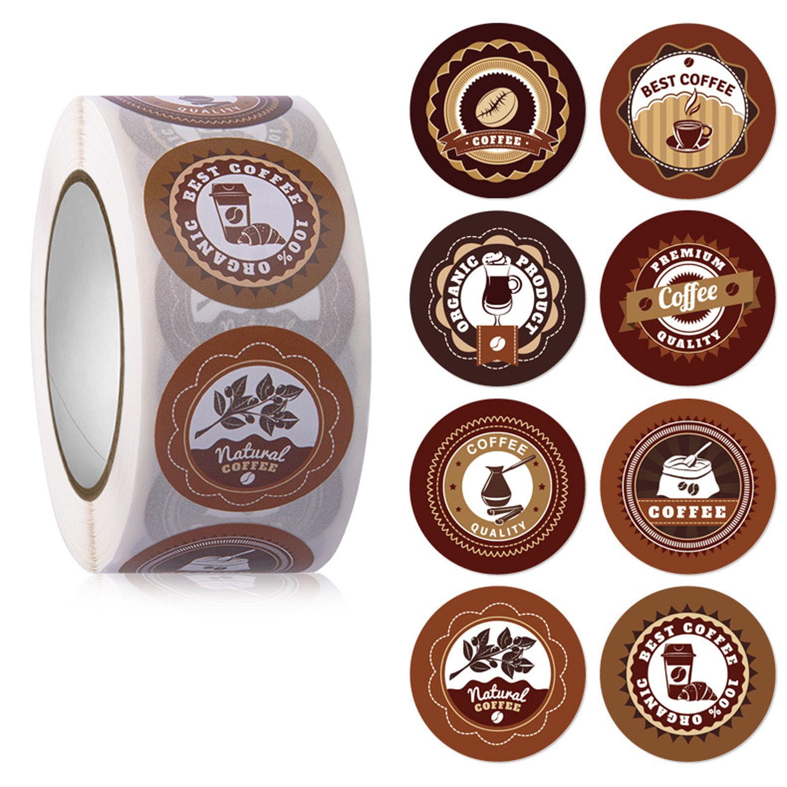 SIEYIO 500 Counts Coffee Drinks Stickers Self-adhesive Sealing Sticker ...